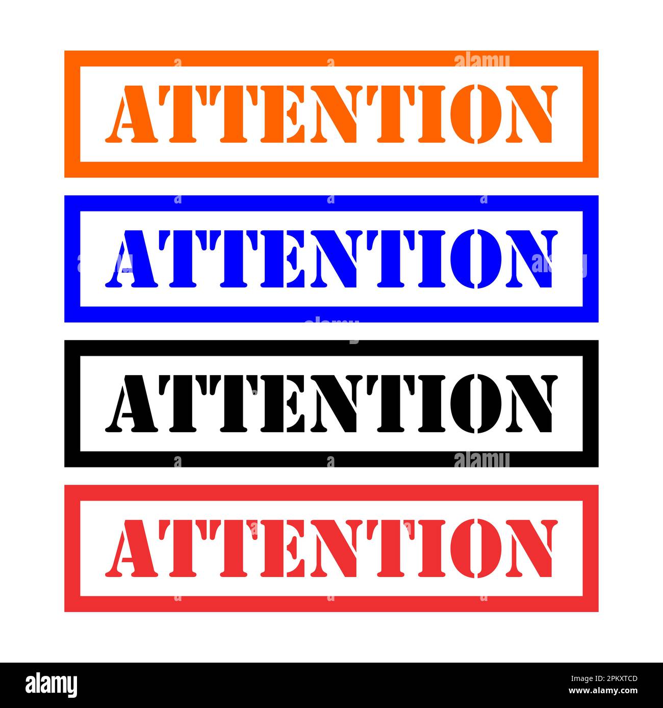 Set of Attention stamp symbol, label sticker sign button, text banner ...