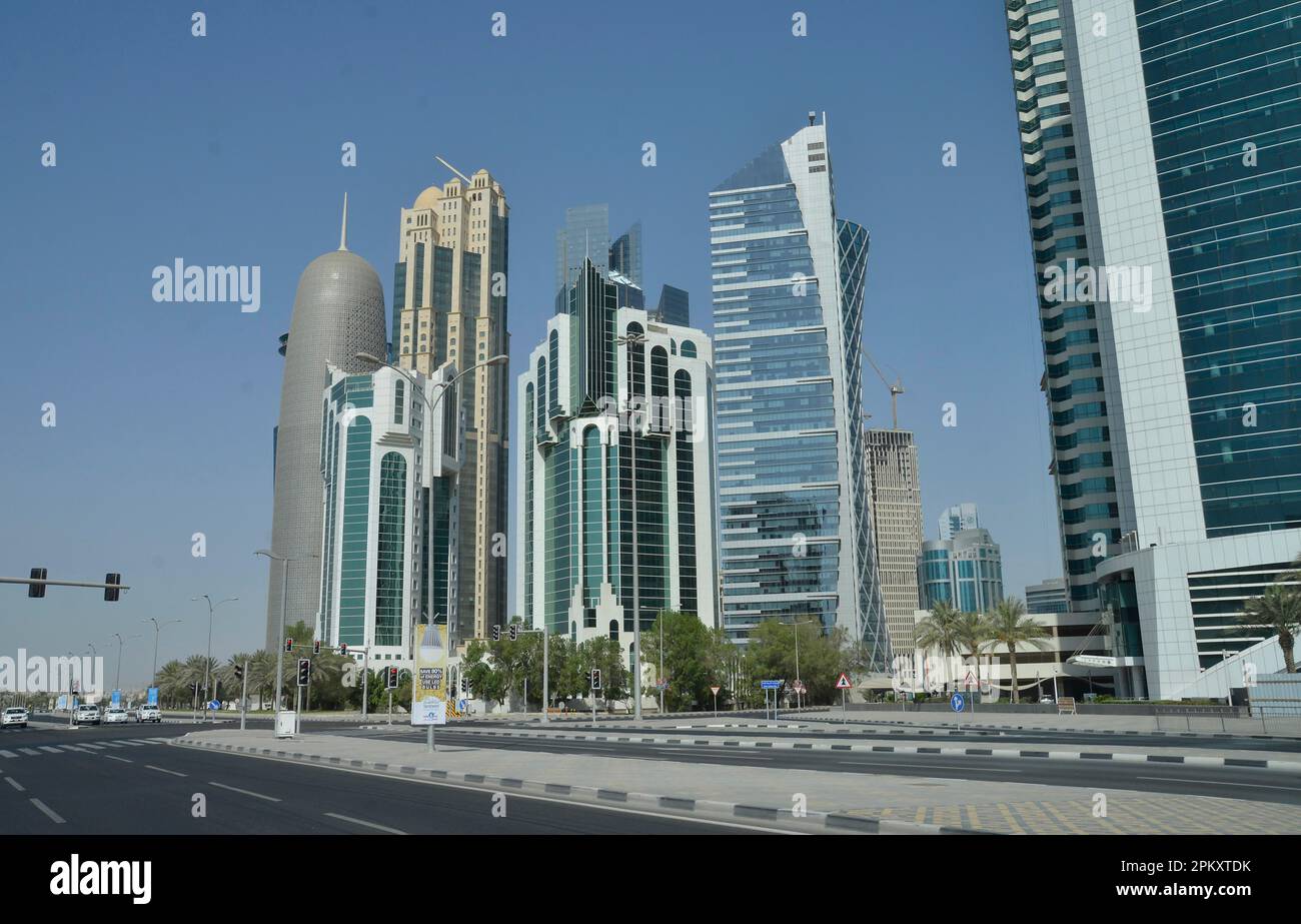 Skyscrapers, Al Corniche Street, Doha, Qatar Stock Photo - Alamy