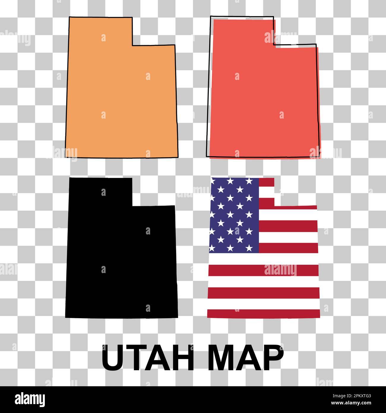 Set of Utah map shape, united states of america. Flat concept icon ...