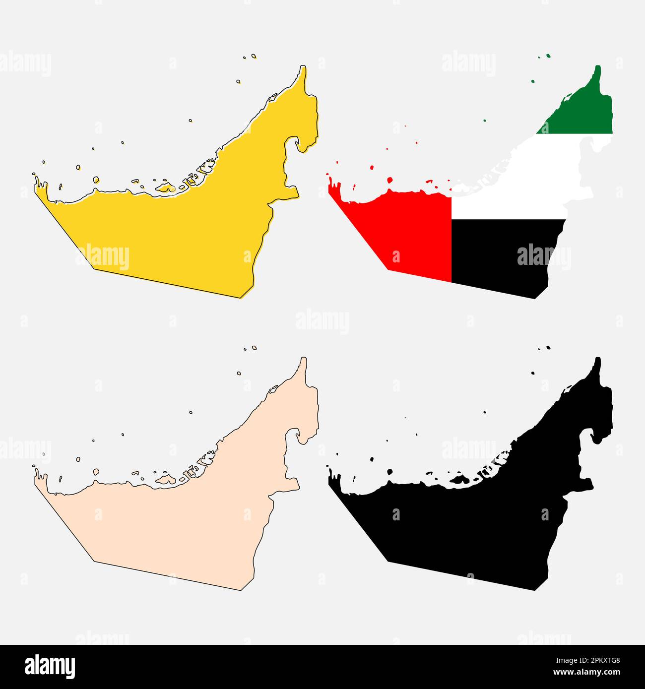 Set of United arab emirates map icon, geography blank concept, graphic ...