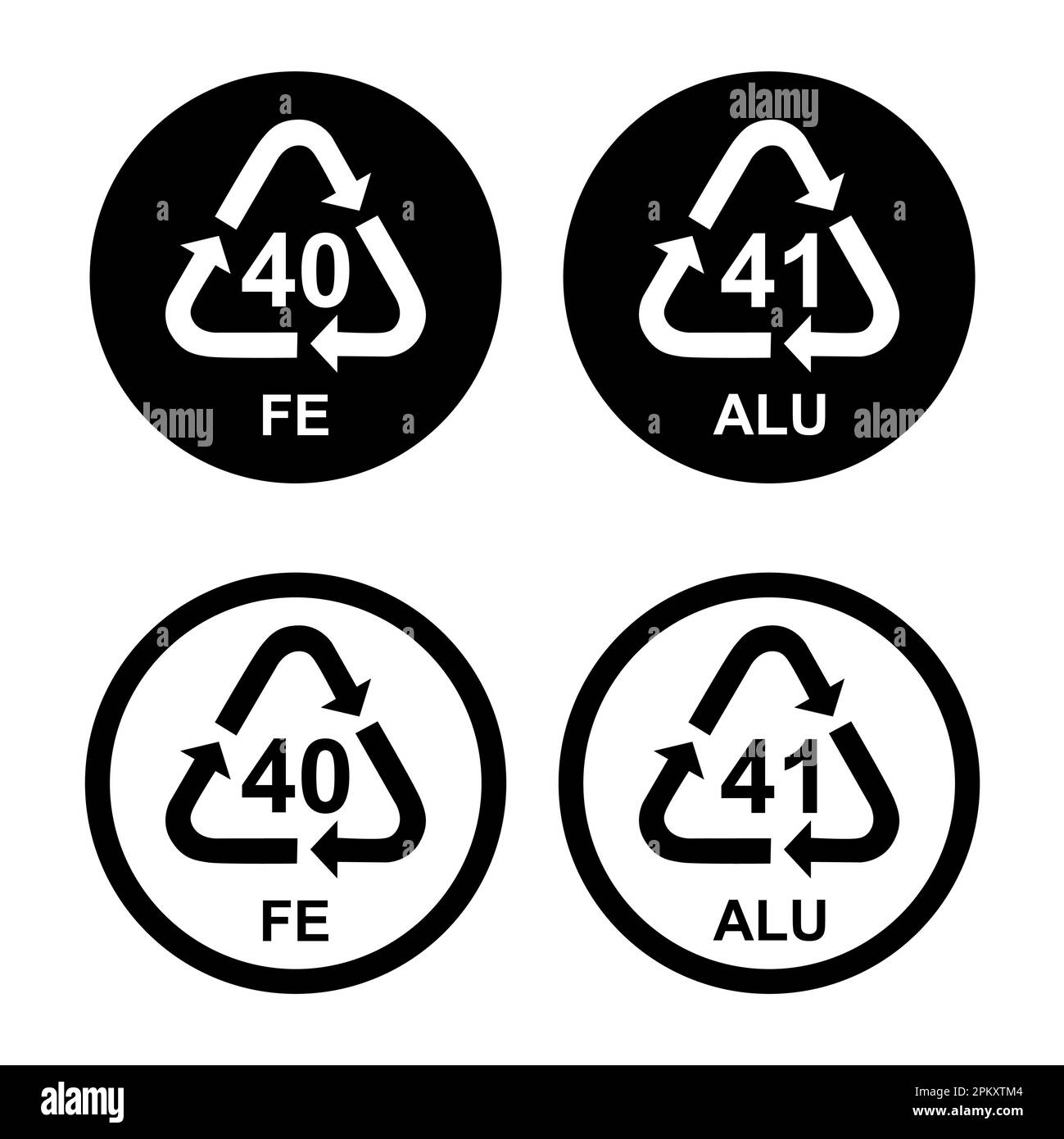 Set of Metals symbol, ecology recycling sign isolated on white ...