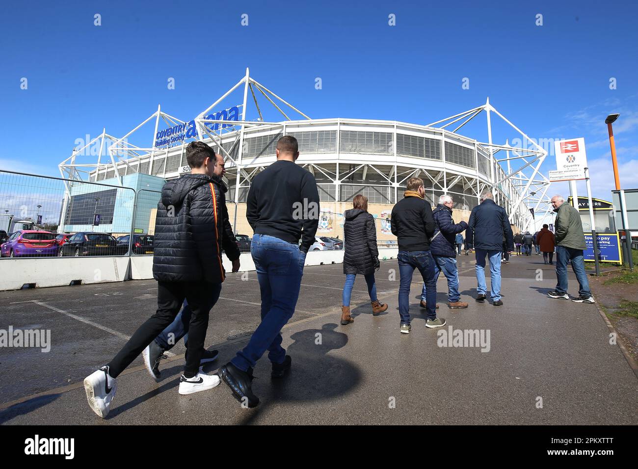 Fans make their way to the stadium ahead of the Sky Bet Championship at ...