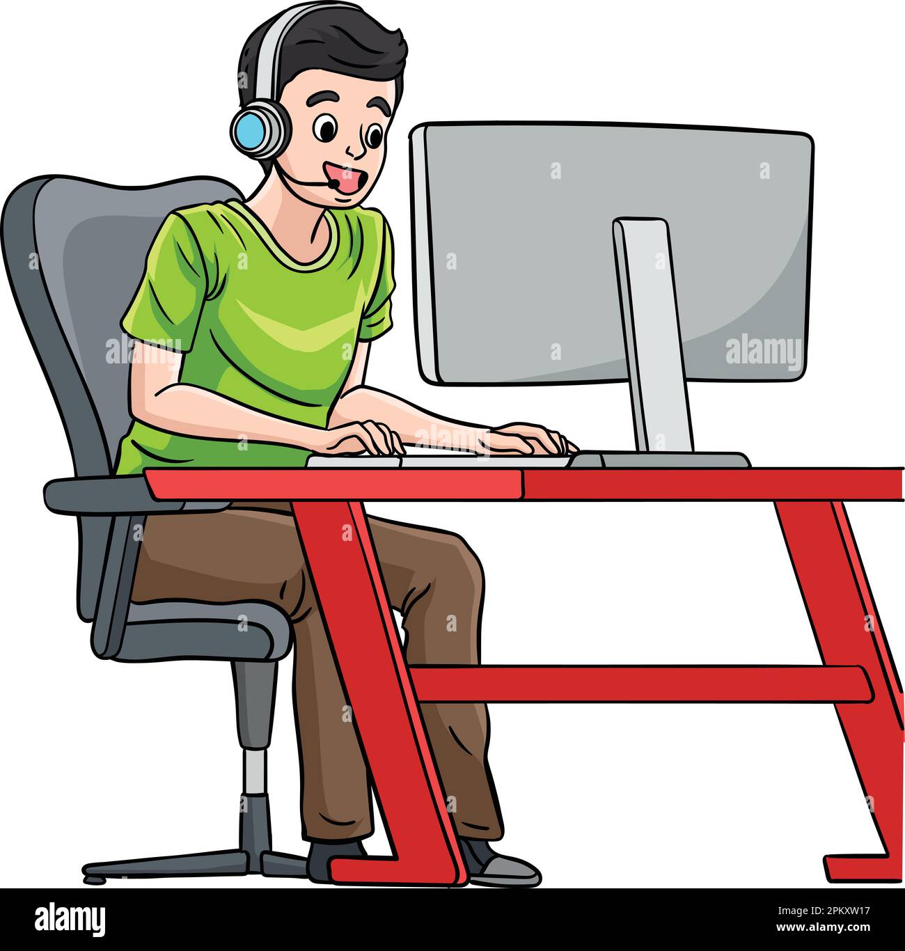 Gamer Cartoon Colored Clipart Illustration Stock Vector Image & Art - Alamy