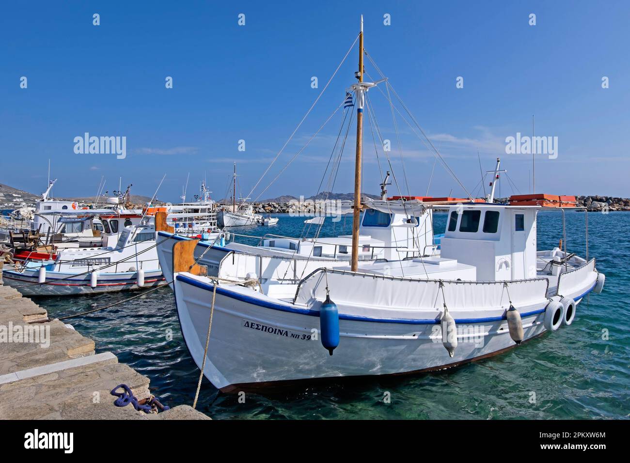 In the harbour of Noussa on Paros Stock Photo - Alamy