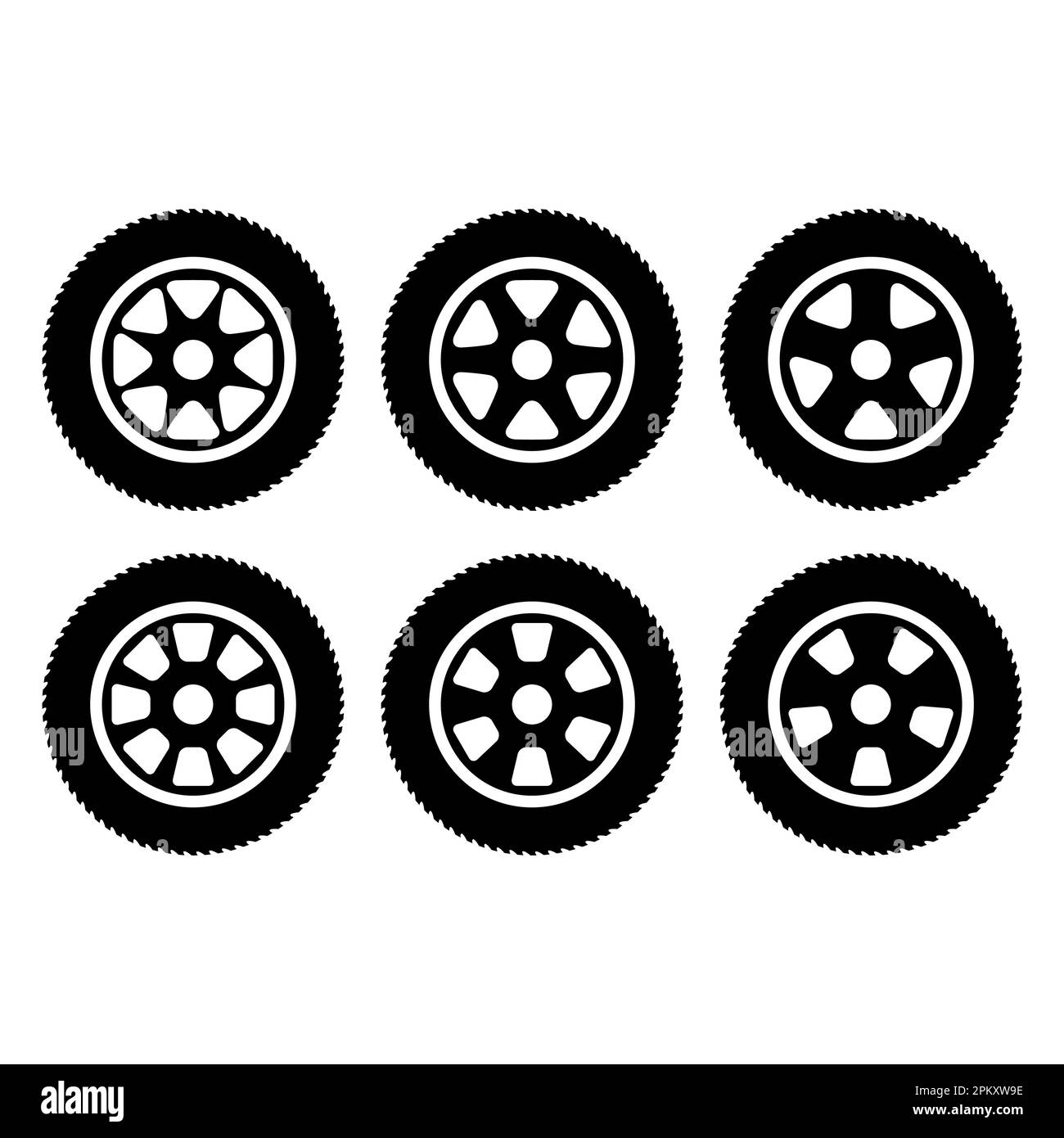 Set of Auto car wheel icon, vehicle tire rim symbol, automotive race ...