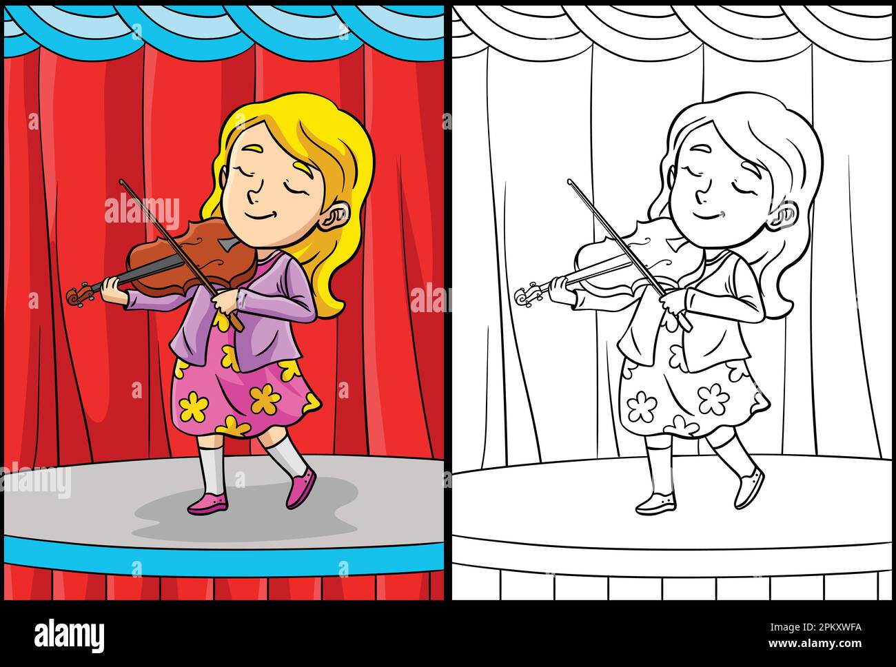 Violinist Coloring Page Colored Illustration Stock Vector Image & Art ...