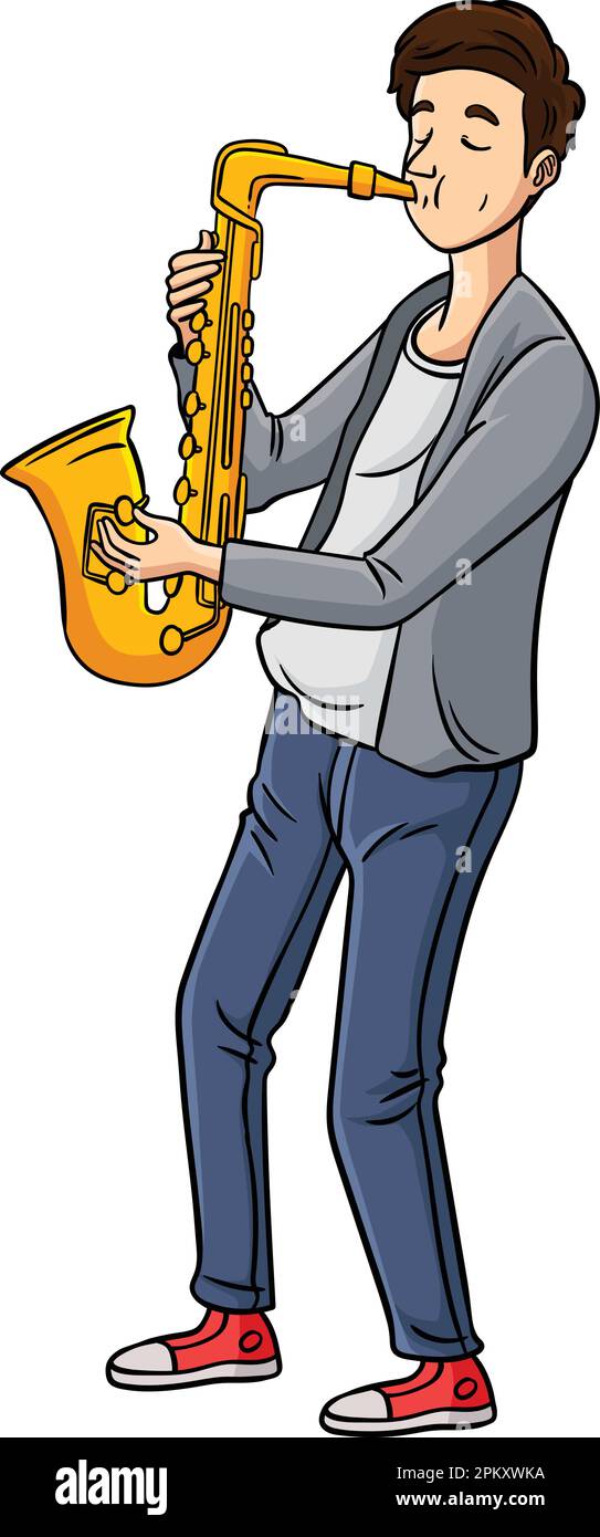 Saxophonist Cartoon Colored Clipart Illustration Stock Vector Image ...