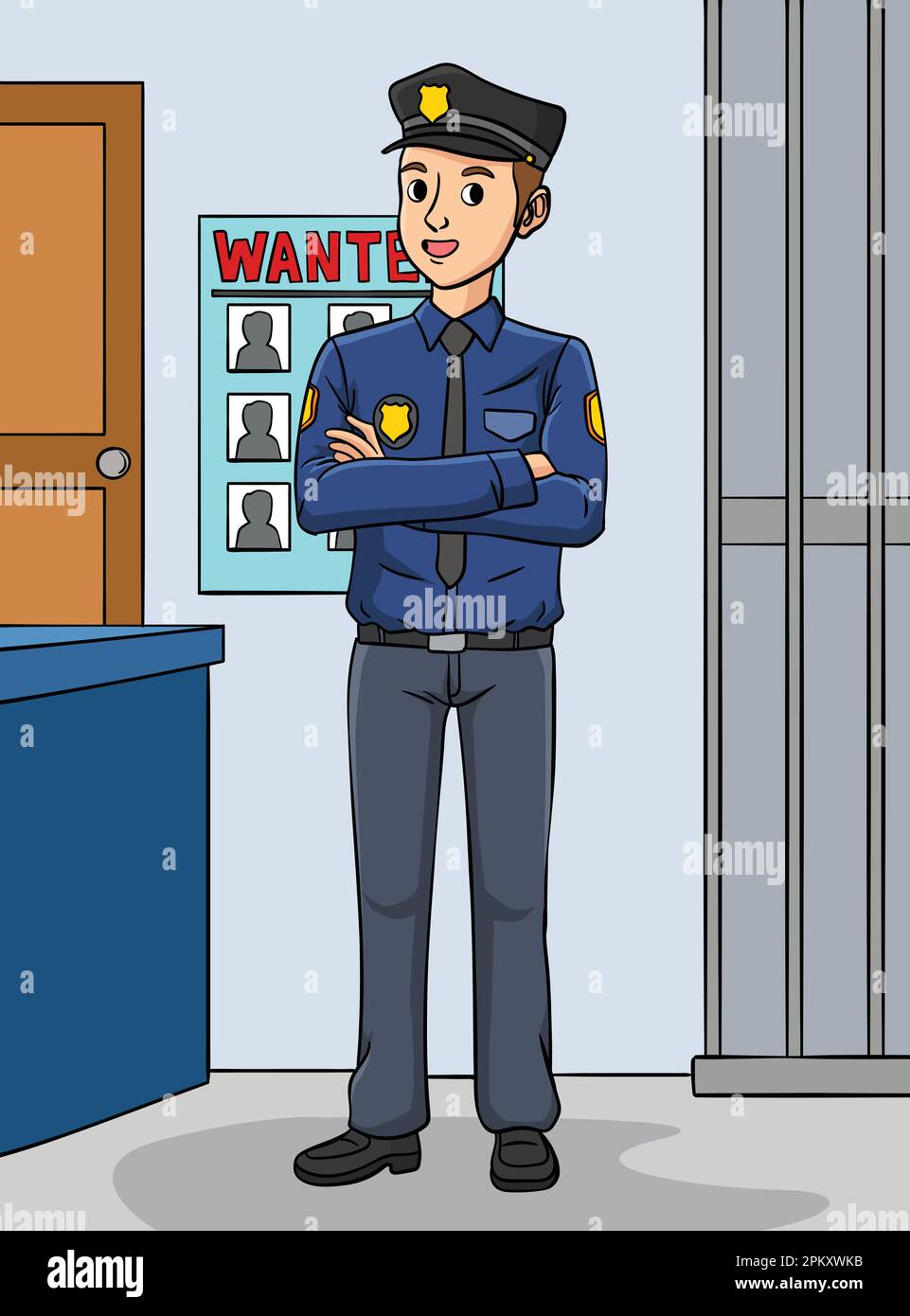 Police Officer Colored Cartoon Illustration Stock Vector Image & Art ...