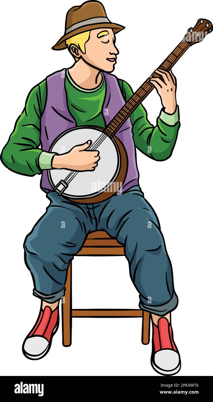 Banjoist Cartoon Colored Clipart Illustration Stock Vector Image & Art ...