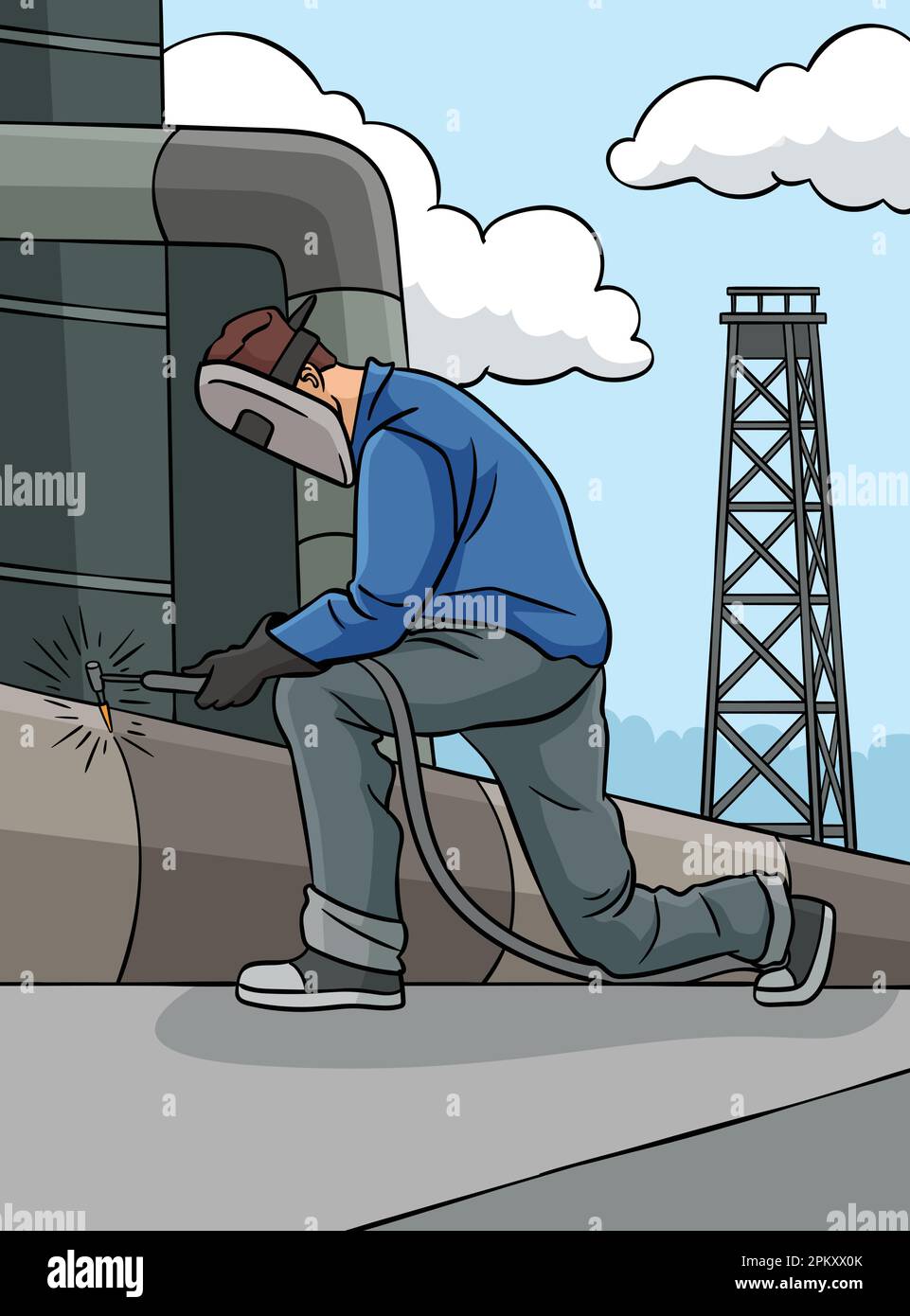 Fabrication Welder Colored Cartoon Illustration Stock Vector Image ...