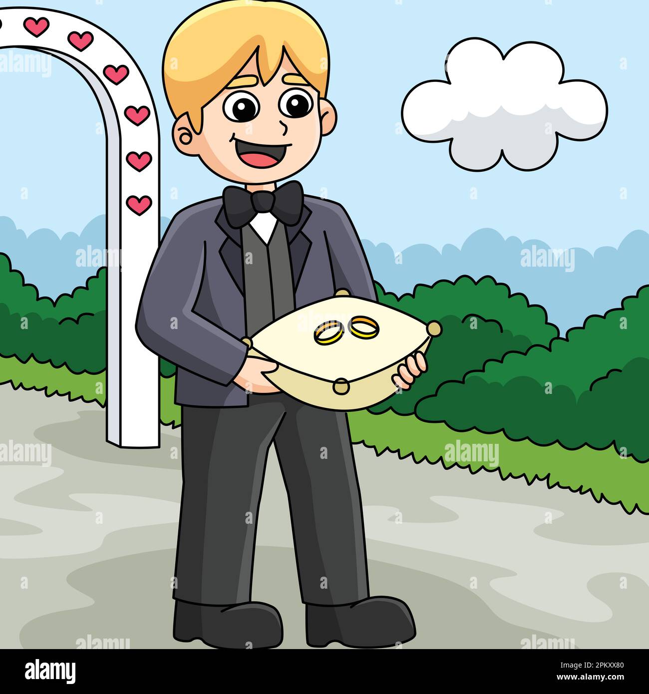 Wedding Ring Bearer Colored Cartoon Illustration Stock Vector Image ...