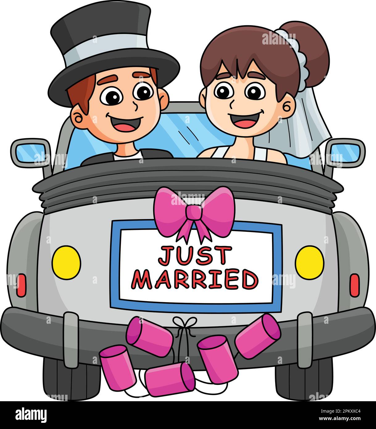 Wedding Car Bride Groom Just Married Clipart Stock Vector Image & Art ...