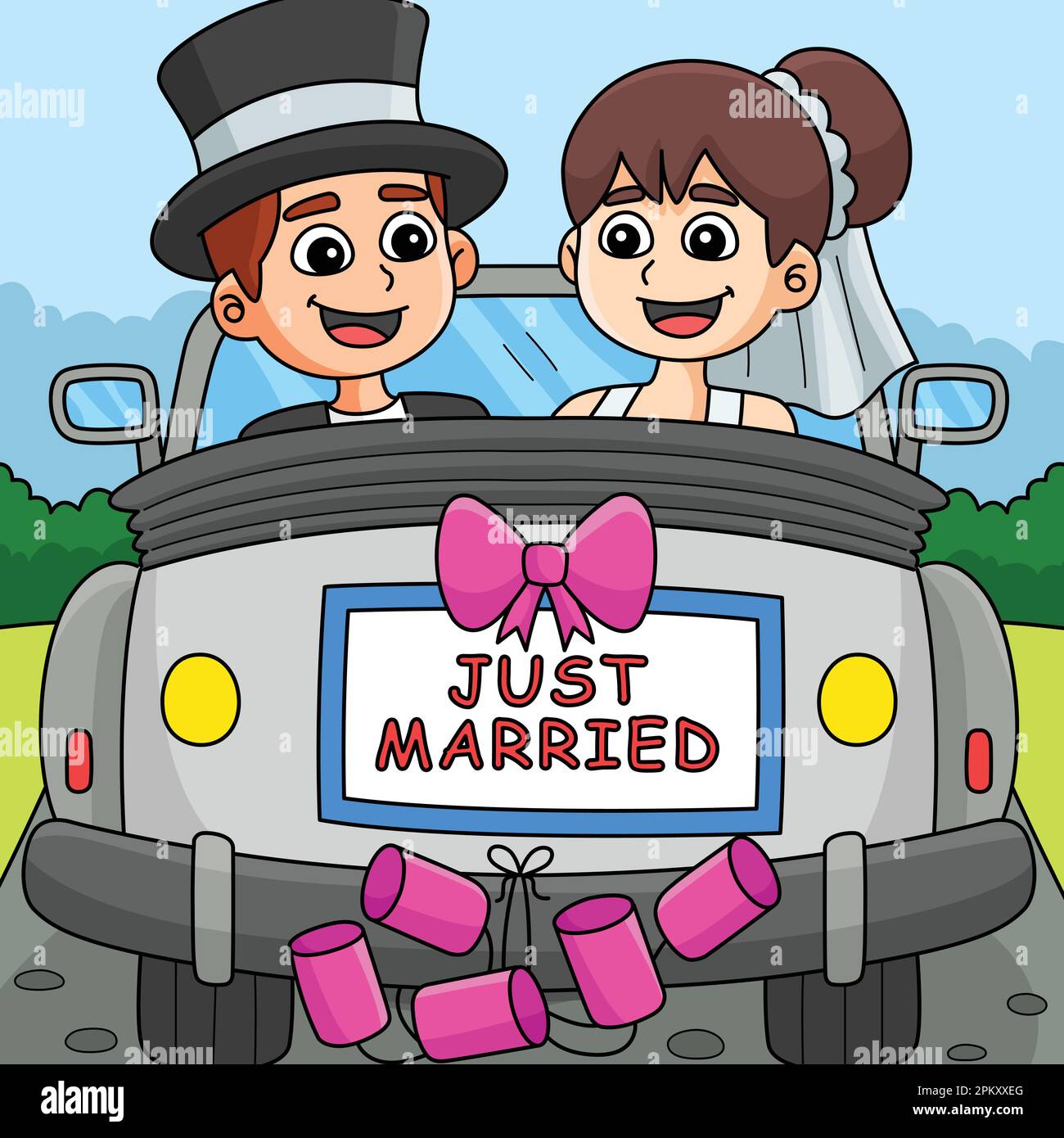Just married car bride groom hi-res stock photography and images - Alamy