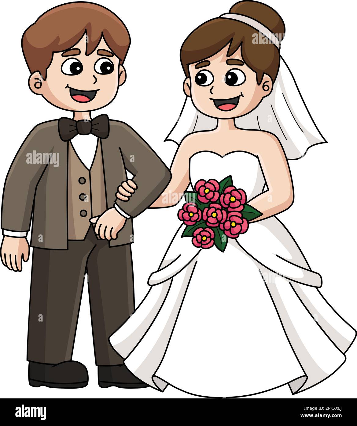Wedding Groom And Bride Cartoon Colored Clipart Stock Vector Image ...