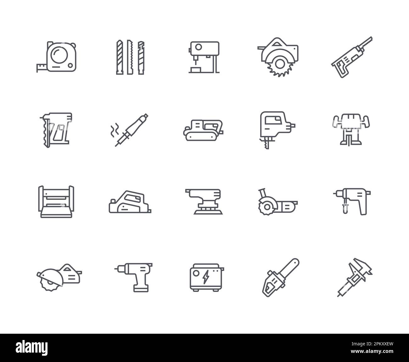 Electric woodworking icons outline set Stock Vector Image & Art - Alamy