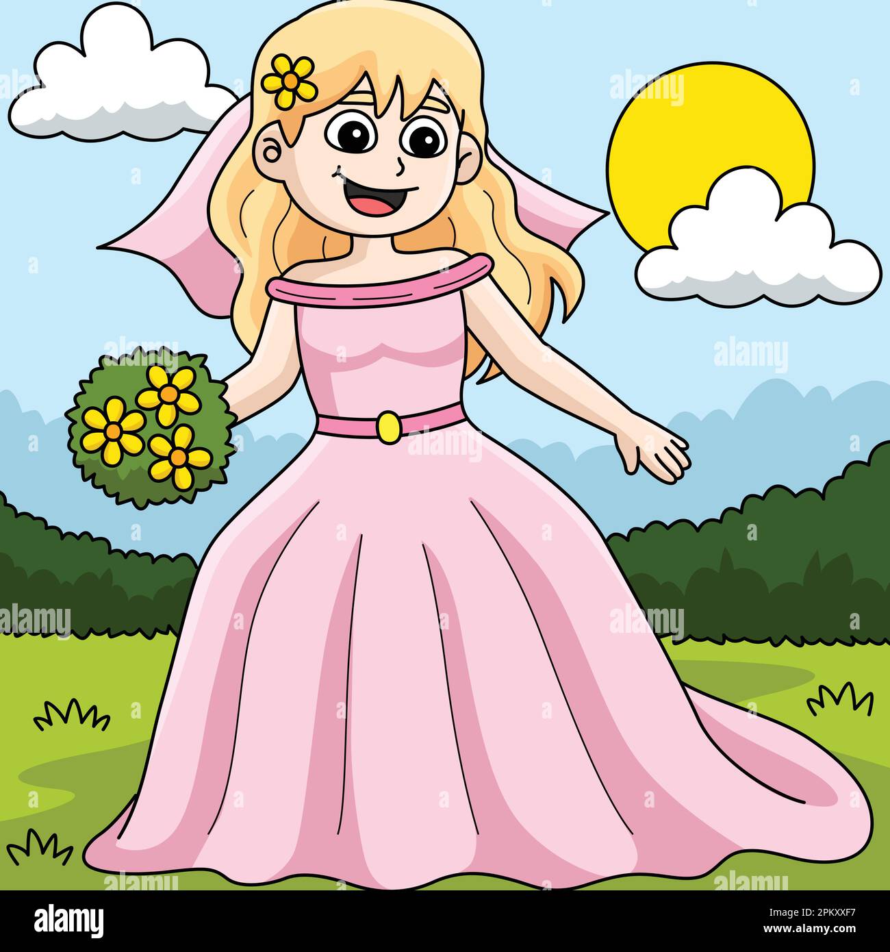 Wedding Bride Colored Cartoon Illustration Stock Vector Image & Art - Alamy