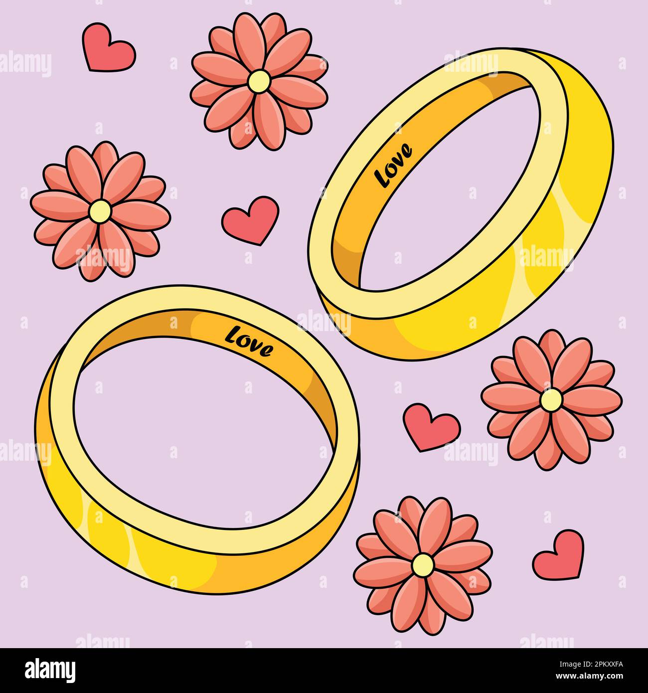 Wedding Rings Colored Cartoon Illustration Stock Vector Image & Art - Alamy