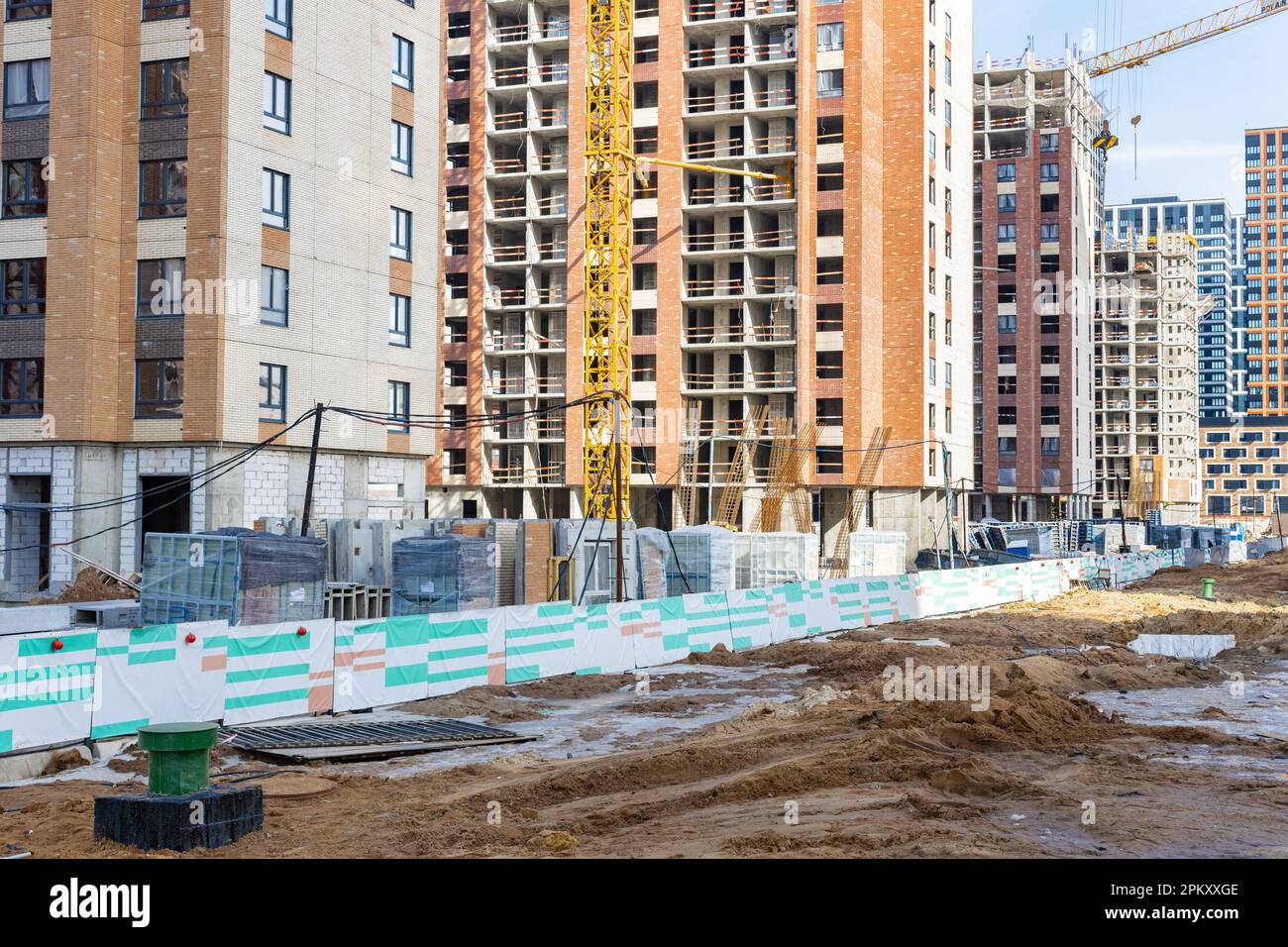 Moscow, Russia - March 20, 2023: view of the construction site ...