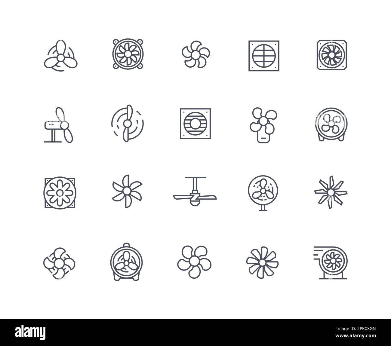 Fan icons outline set Stock Vector Image & Art - Alamy
