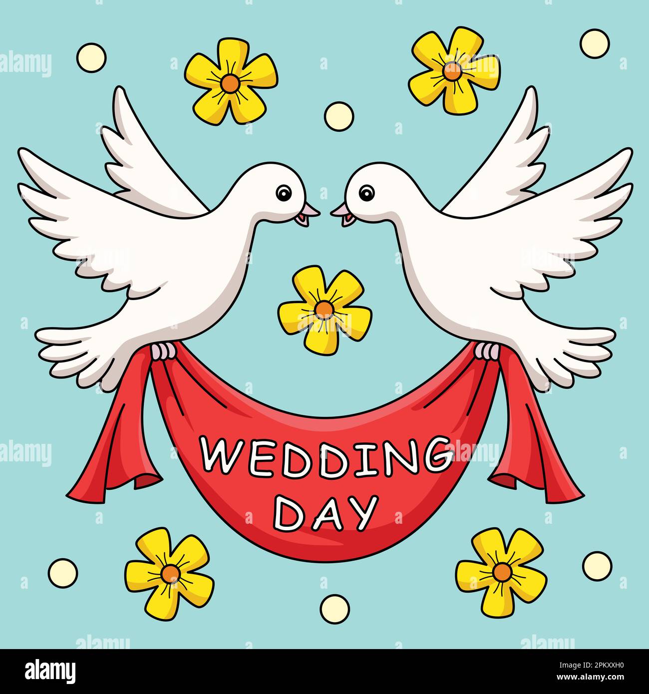 Wedding Day Dove Colored Cartoon Illustration Stock Vector Image & Art ...