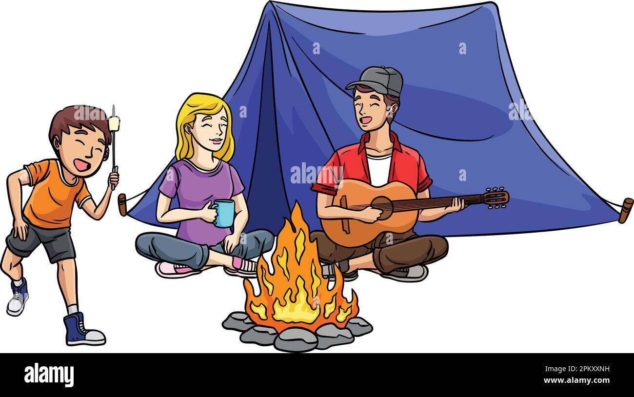 Tent Camper Cartoon Colored Clipart Illustration Stock Vector Image ...