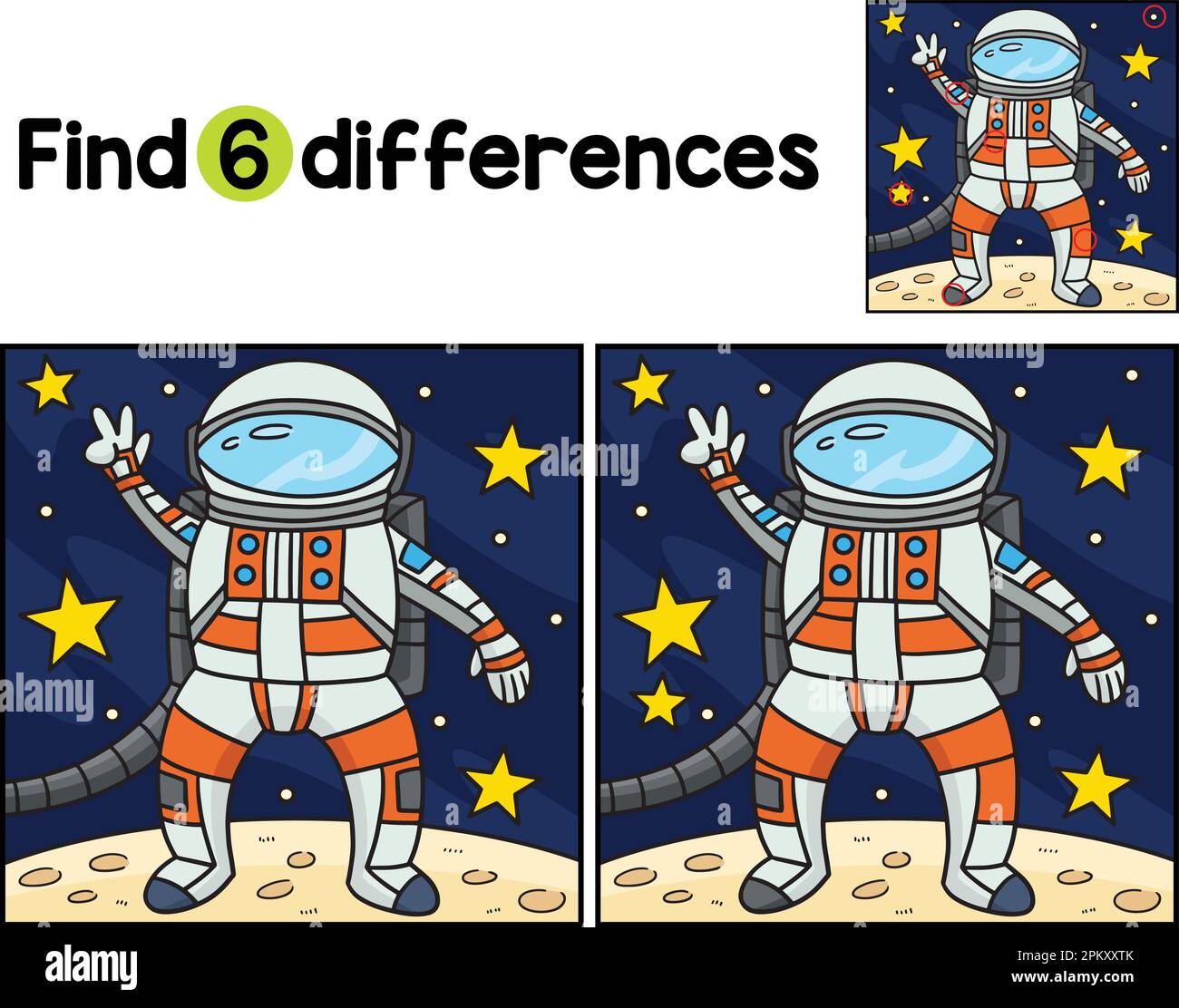 Astronaut Peace Sign Find The Differences Stock Vector Image & Art - Alamy
