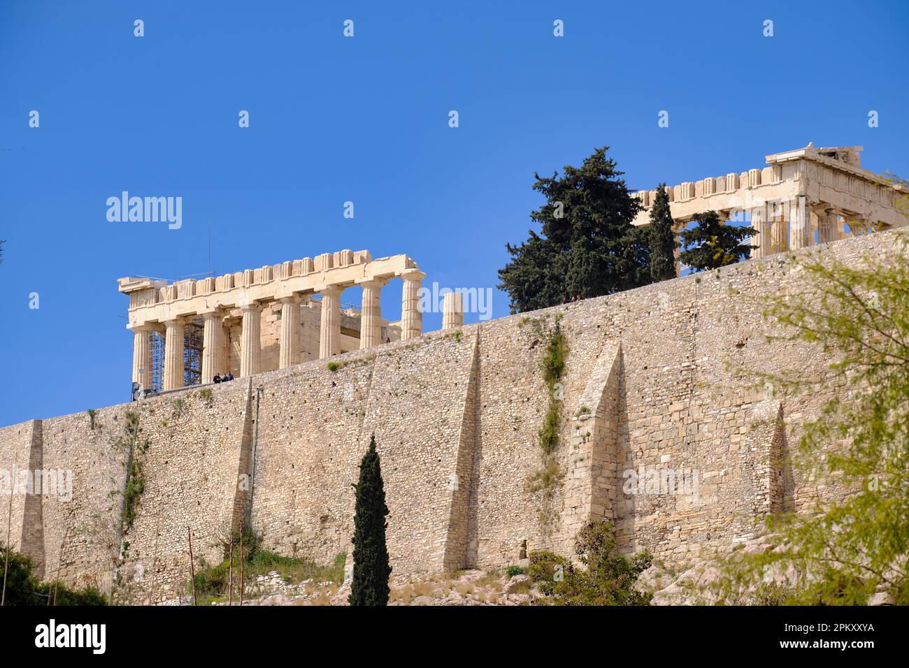 View of the Acropolis Wall from below Stock Photo - Alamy