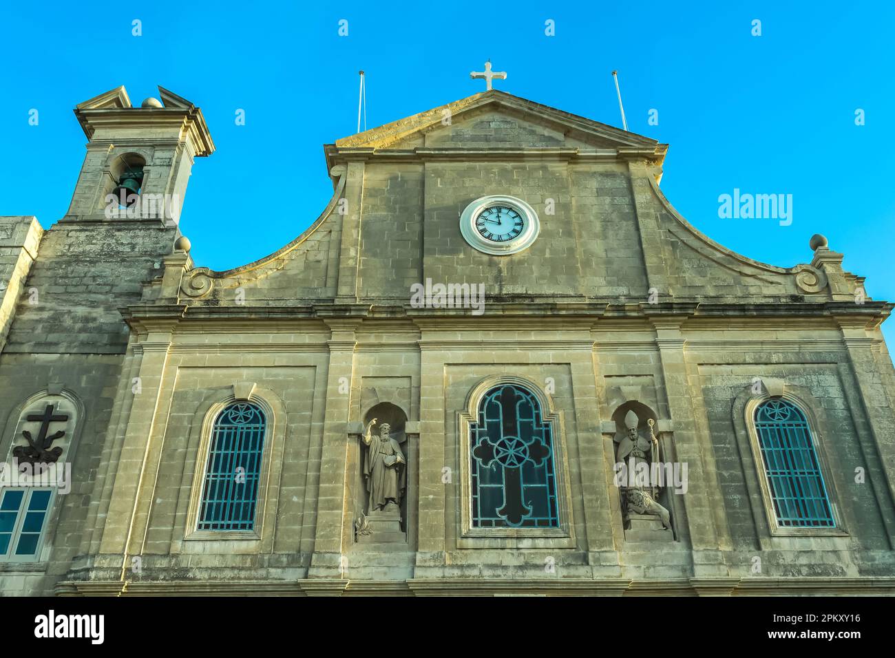 Malta, Floriana - The statues of St Paul and St Publius on the façade ...