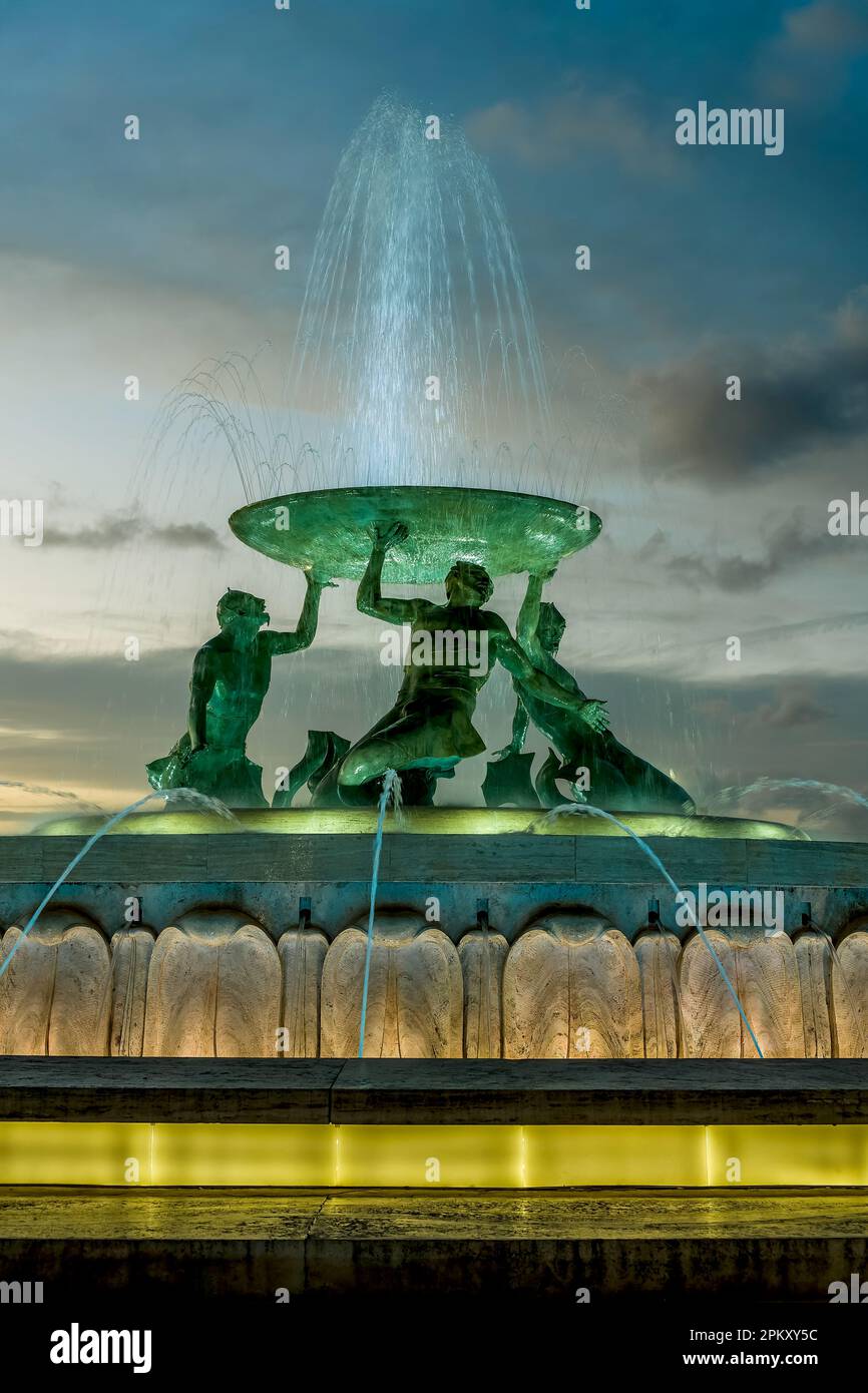 Malta, Floriana: The imposing Triton Fountain, designed by Vincent Apap ...