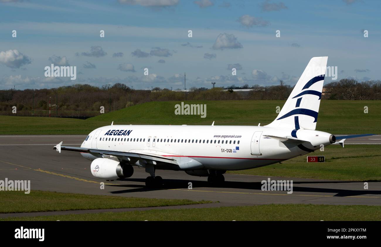 Aegean Airlines Airbus A320-232 taxiing for take off at Birmingham ...
