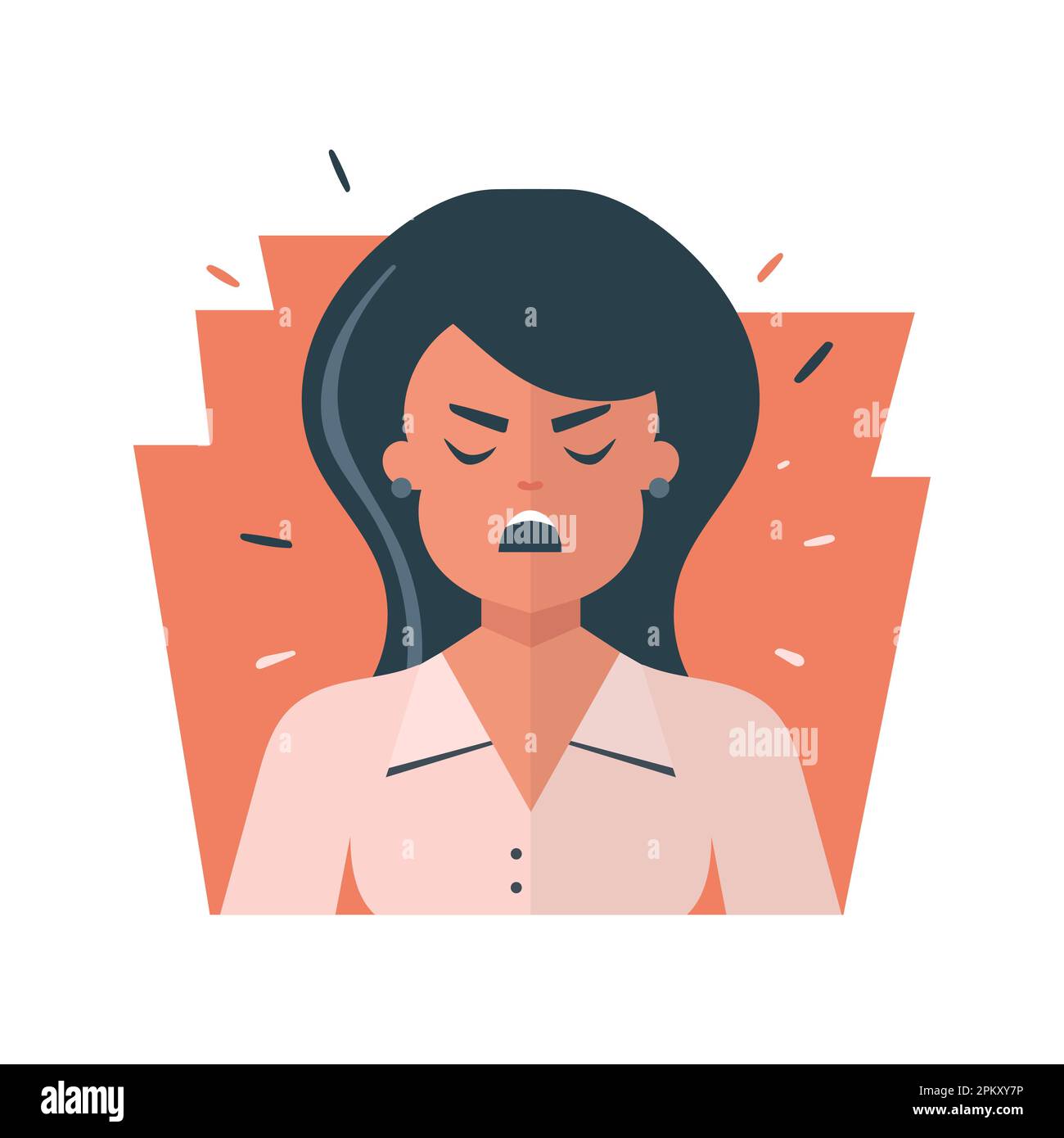 Angry woman face. Vector flat character, negative emotions concept ...