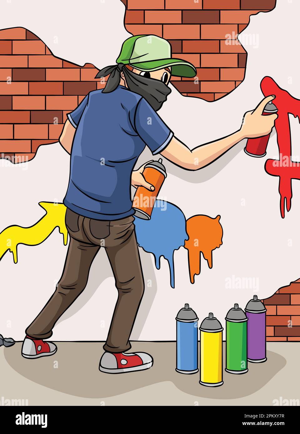 Graffiti Artist Colored Cartoon Illustration Stock Vector Image & Art ...