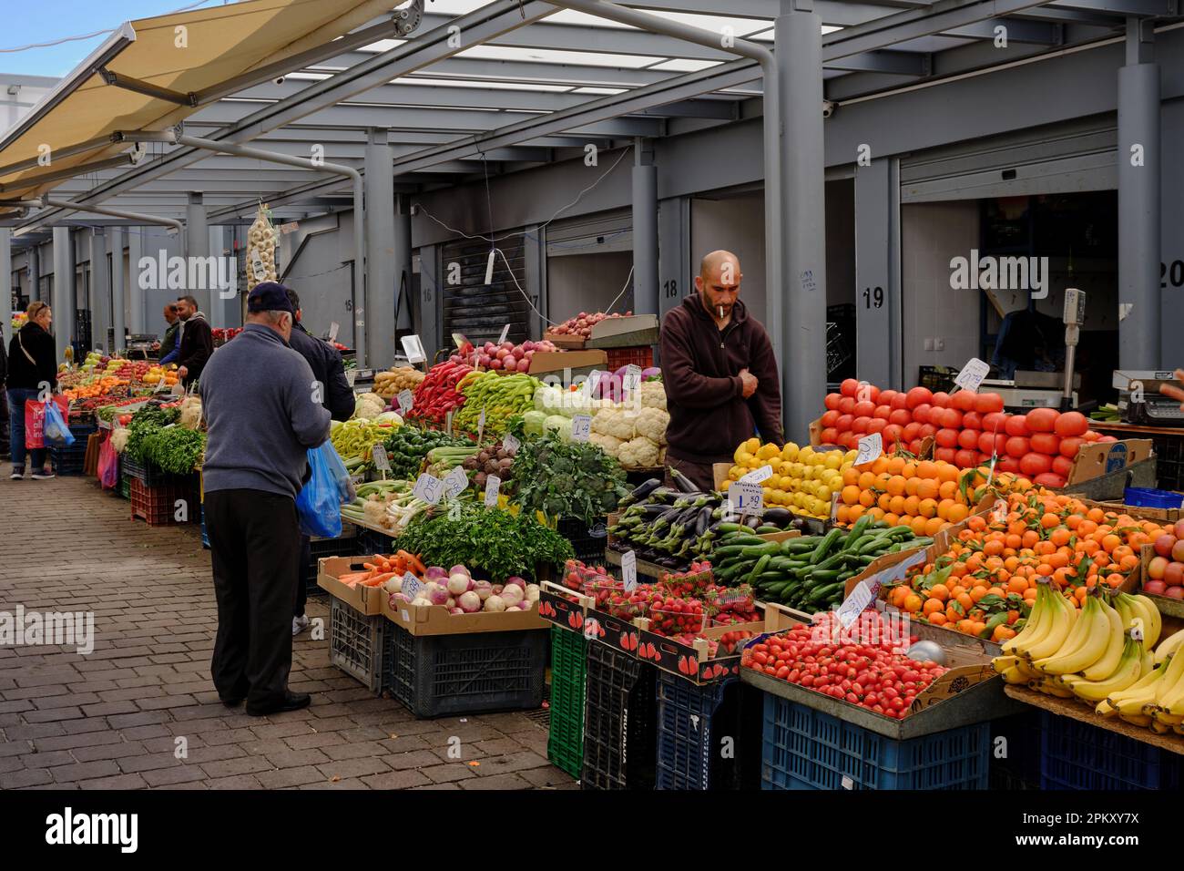 Fruit and vegetable market stall in downtown Athens in Spring Stock ...