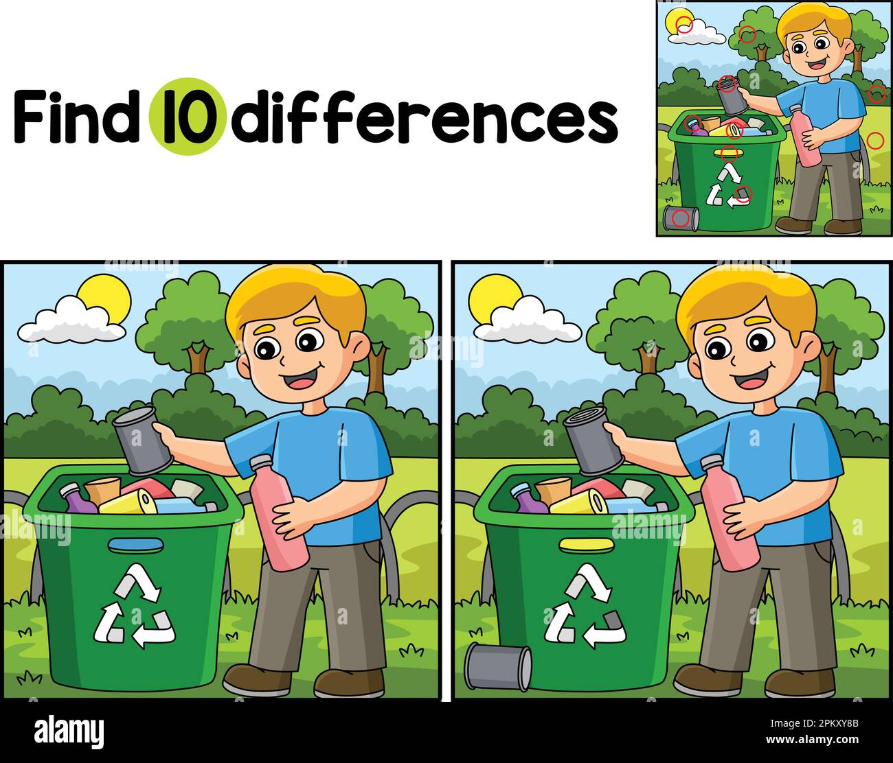 Boy Recycling Find The Differences Stock Vector Image & Art - Alamy