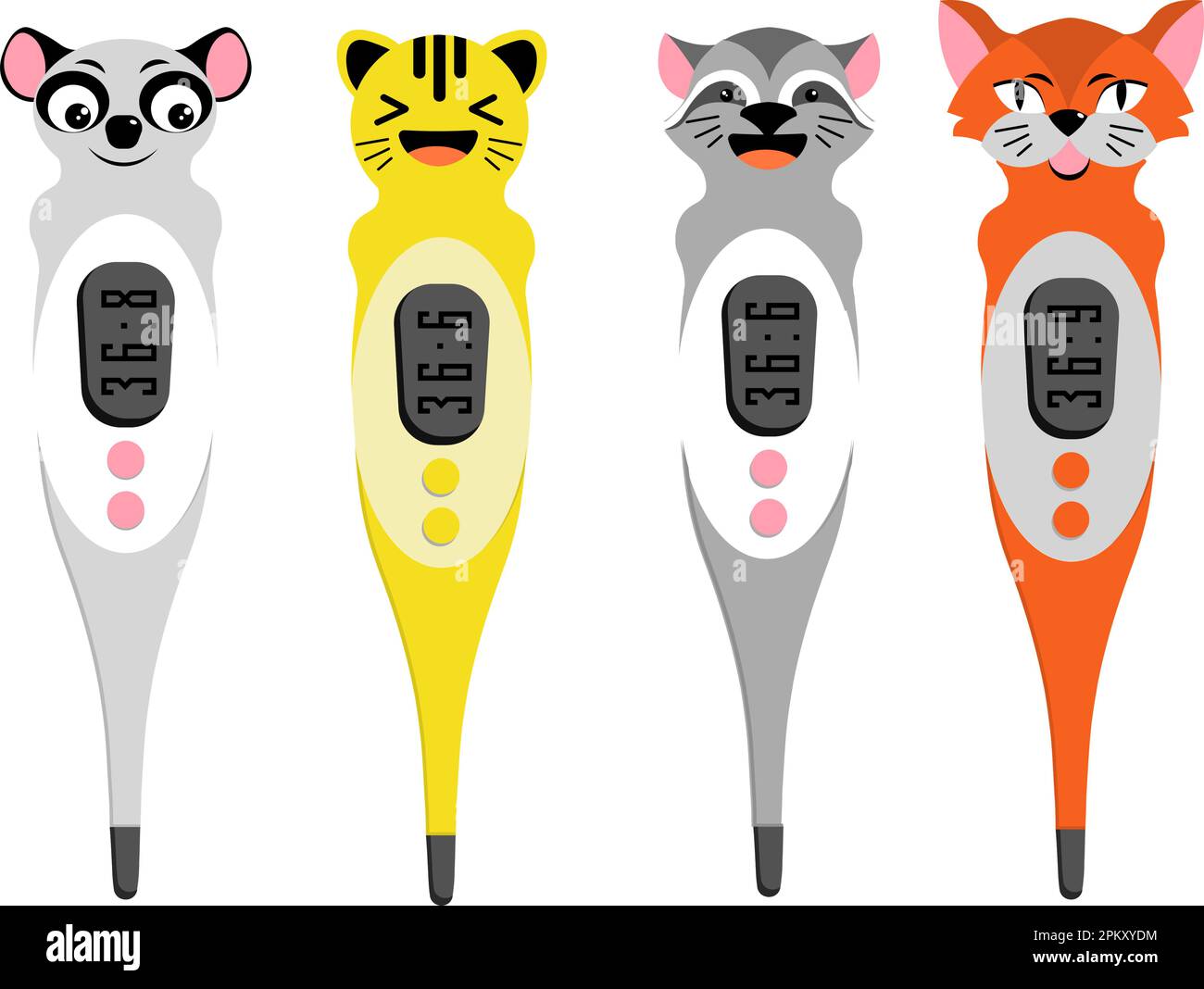 Cute baby thermometer. Electronic thermometer in vector Stock Vector ...