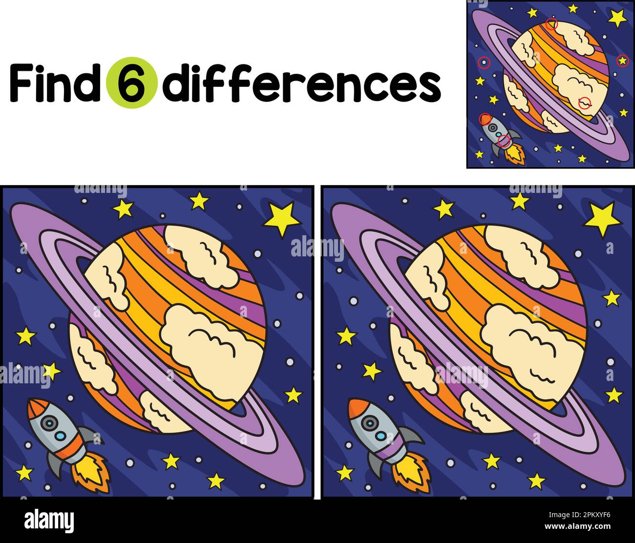 Planet Saturn Find The Differences Stock Vector Image & Art - Alamy