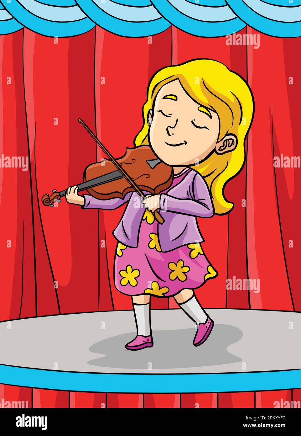 Violinist Profession Colored Cartoon Illustration Stock Vector Image ...