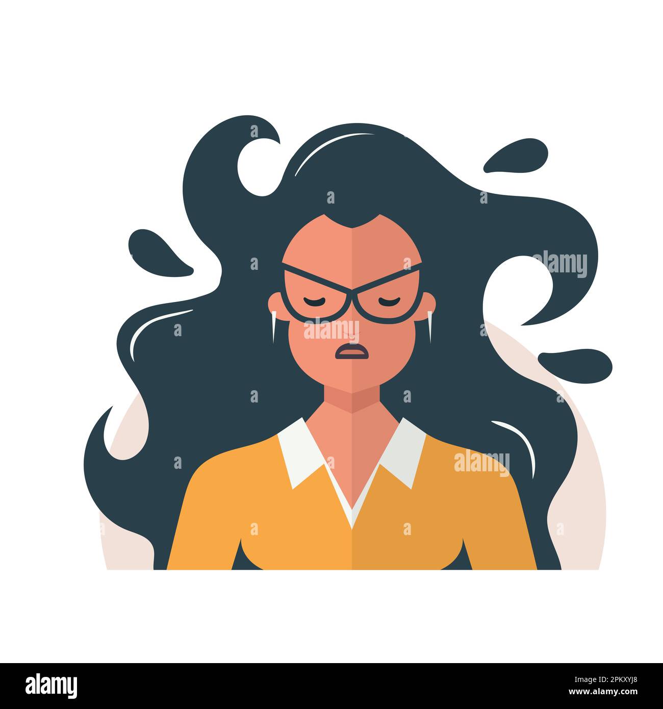 Angry woman face. Vector flat character, negative emotions concept ...