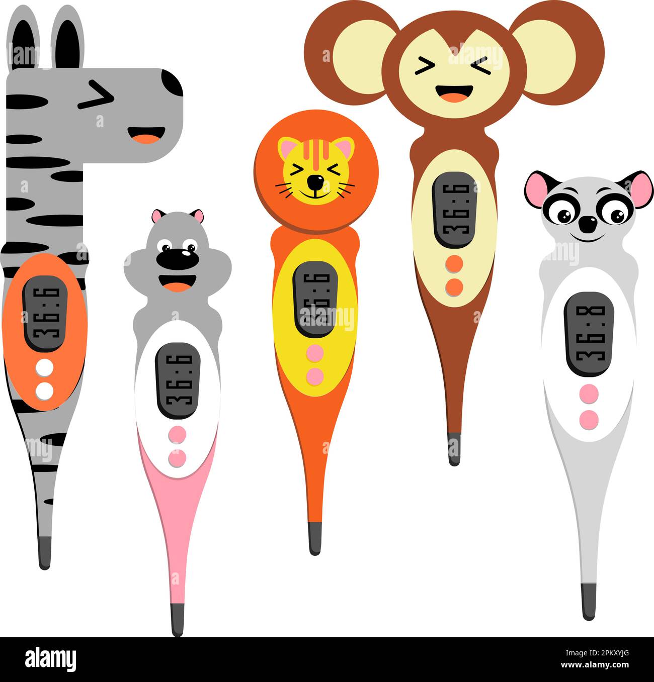 Cute baby thermometer. Electronic thermometer in vector Stock Vector ...