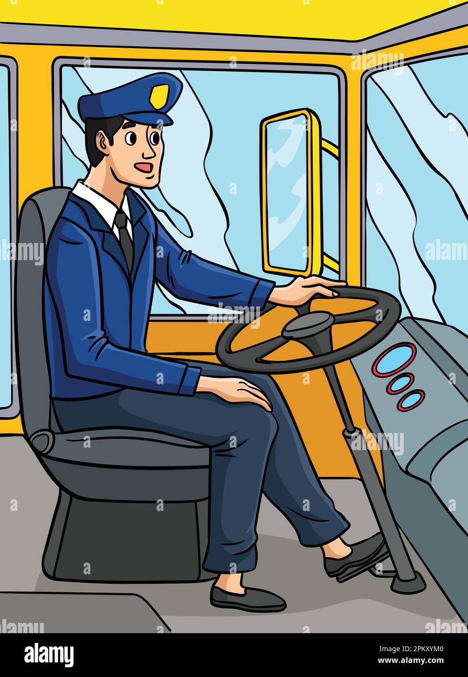 Bus Driver Colored Cartoon Illustration Stock Vector Image & Art - Alamy