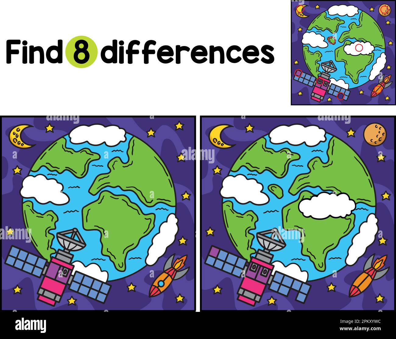 Space Satellite Find The Differences Stock Vector Image & Art - Alamy