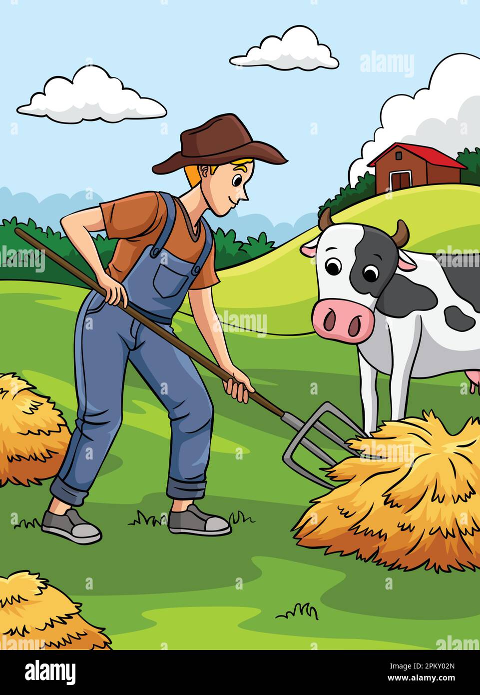 Professional Farmer Colored Cartoon Illustration Stock Vector Image ...