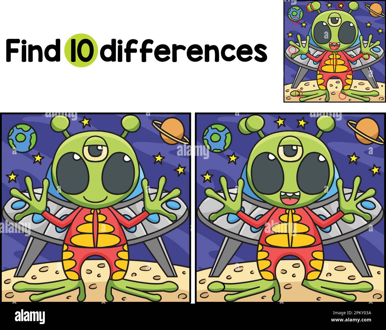 UFO Alien Space Find The Differences Stock Vector Image & Art - Alamy
