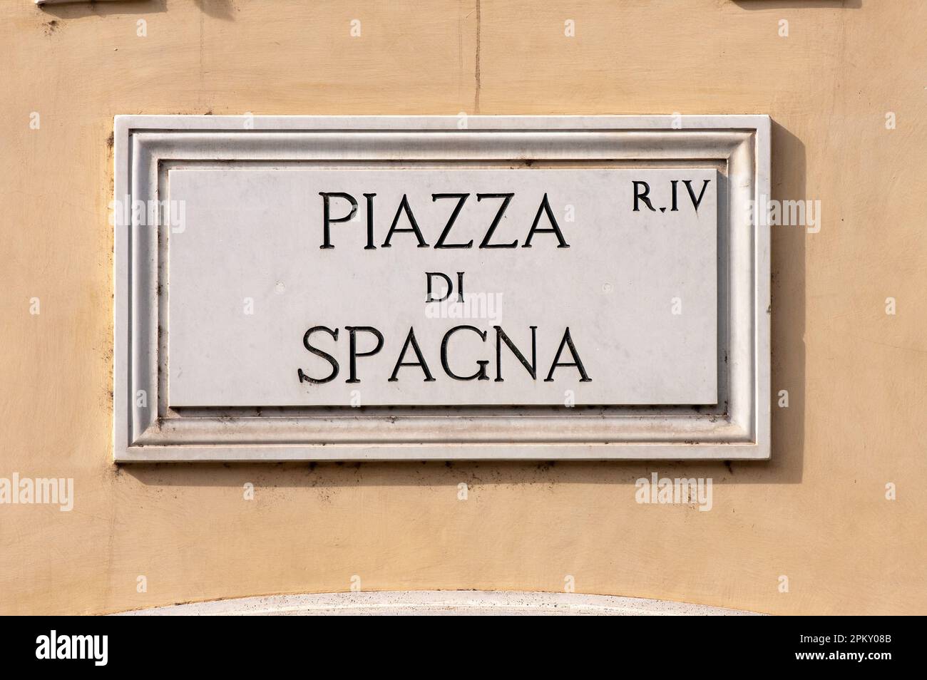 Piazza di Spagna marble street sign, Rome, Italy Stock Photo - Alamy