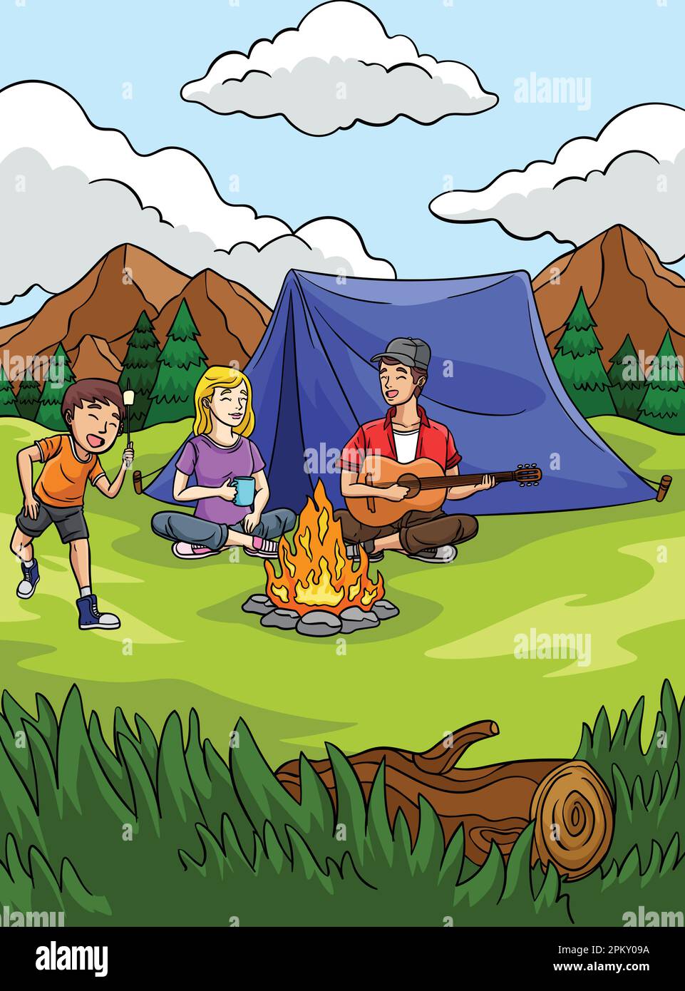 Tent Camper Colored Cartoon Illustration Stock Vector Image & Art - Alamy