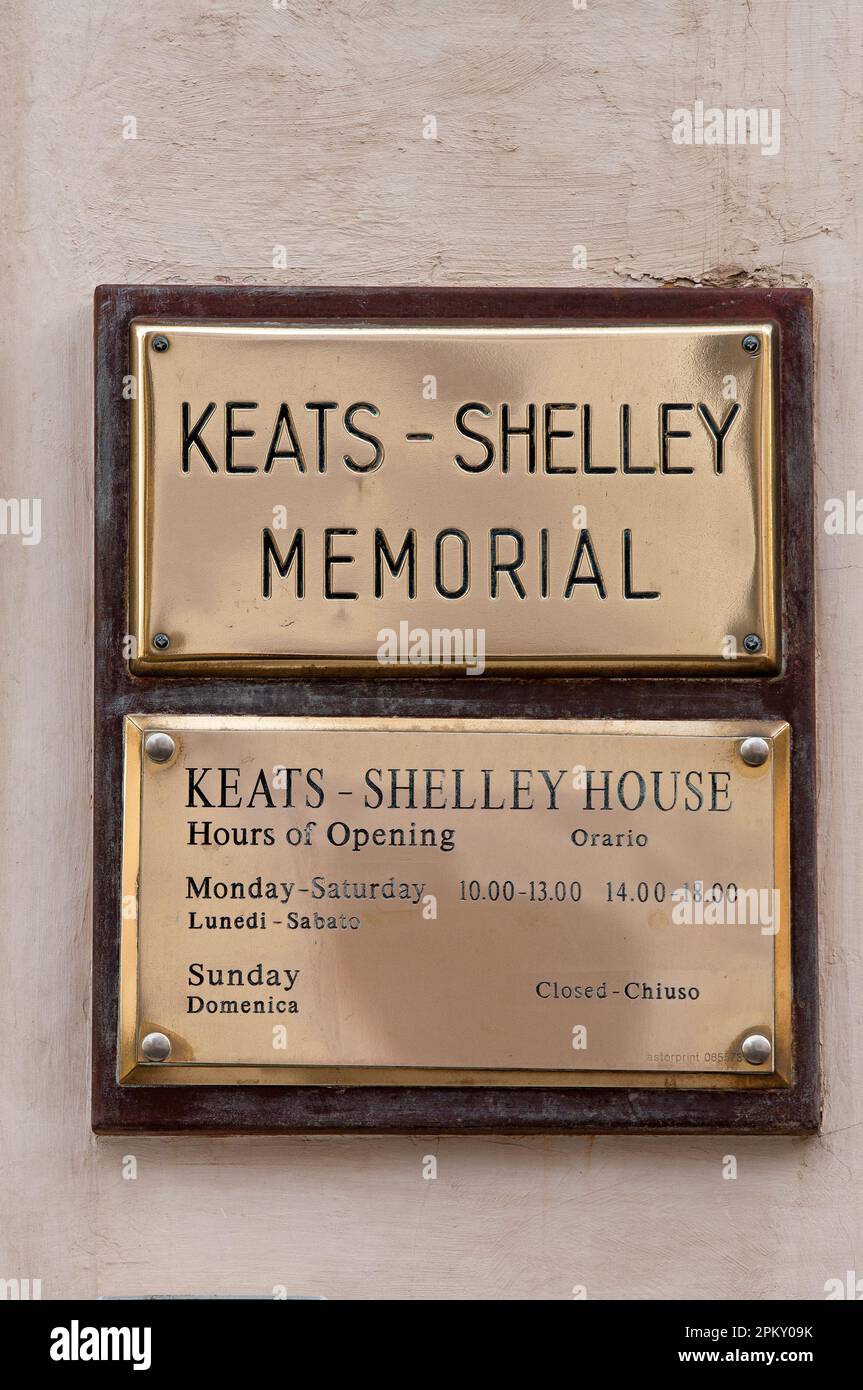 Information plaques at Keats - Shelley Memorial House, Piazza di Spagna ...