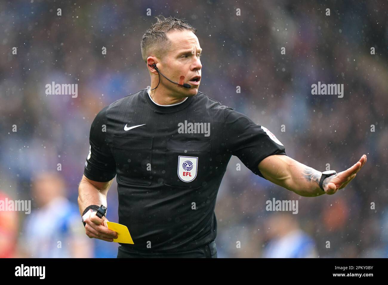 Referee Stephen Martin during a stop in play in the Sky Bet ...