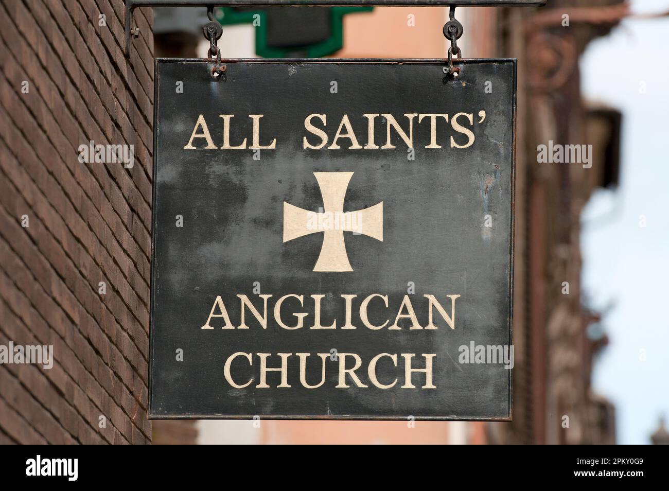 All Saints Anglican Chuch sign in Via del Babuino, Rome, Italy Stock ...