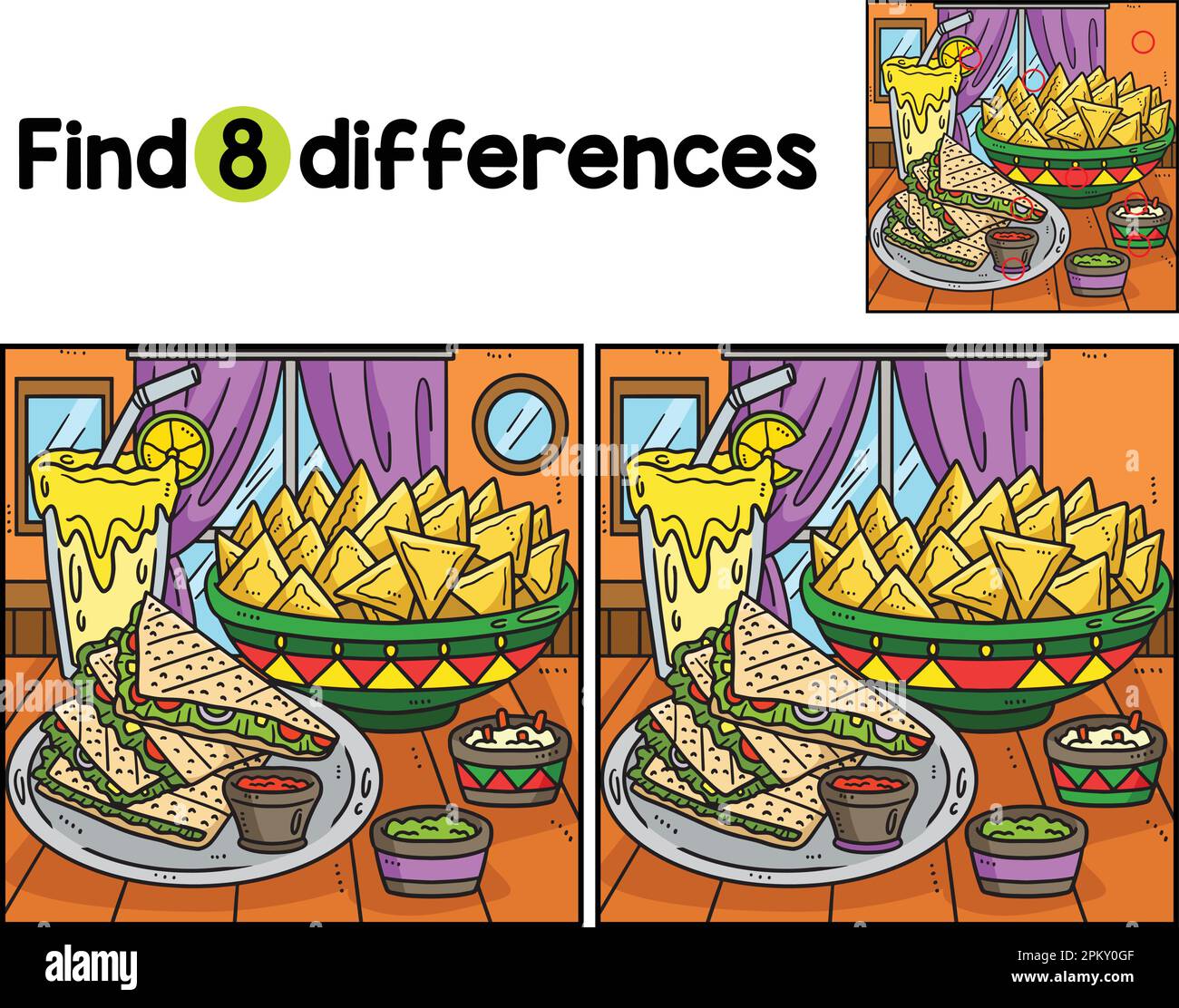 Cinco de Mayo Quesadilla Find The Differences Stock Vector Image & Art ...