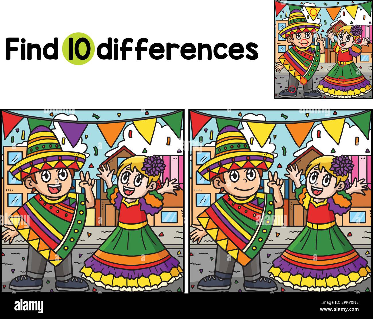 Cinco de Mayo Children Find The Differences Stock Vector Image & Art ...